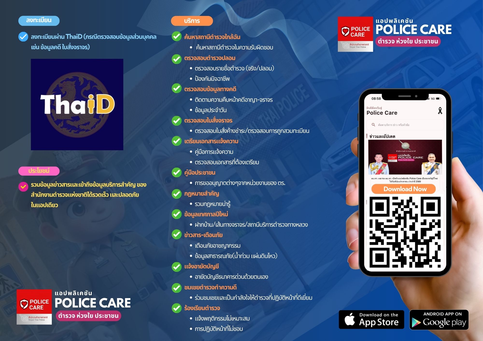 แอปพลิเคชัน ตำรวจห่วงใยประชาชน (POLICE CARE) - สถานีตำรวจภูธรพรหมบุรี